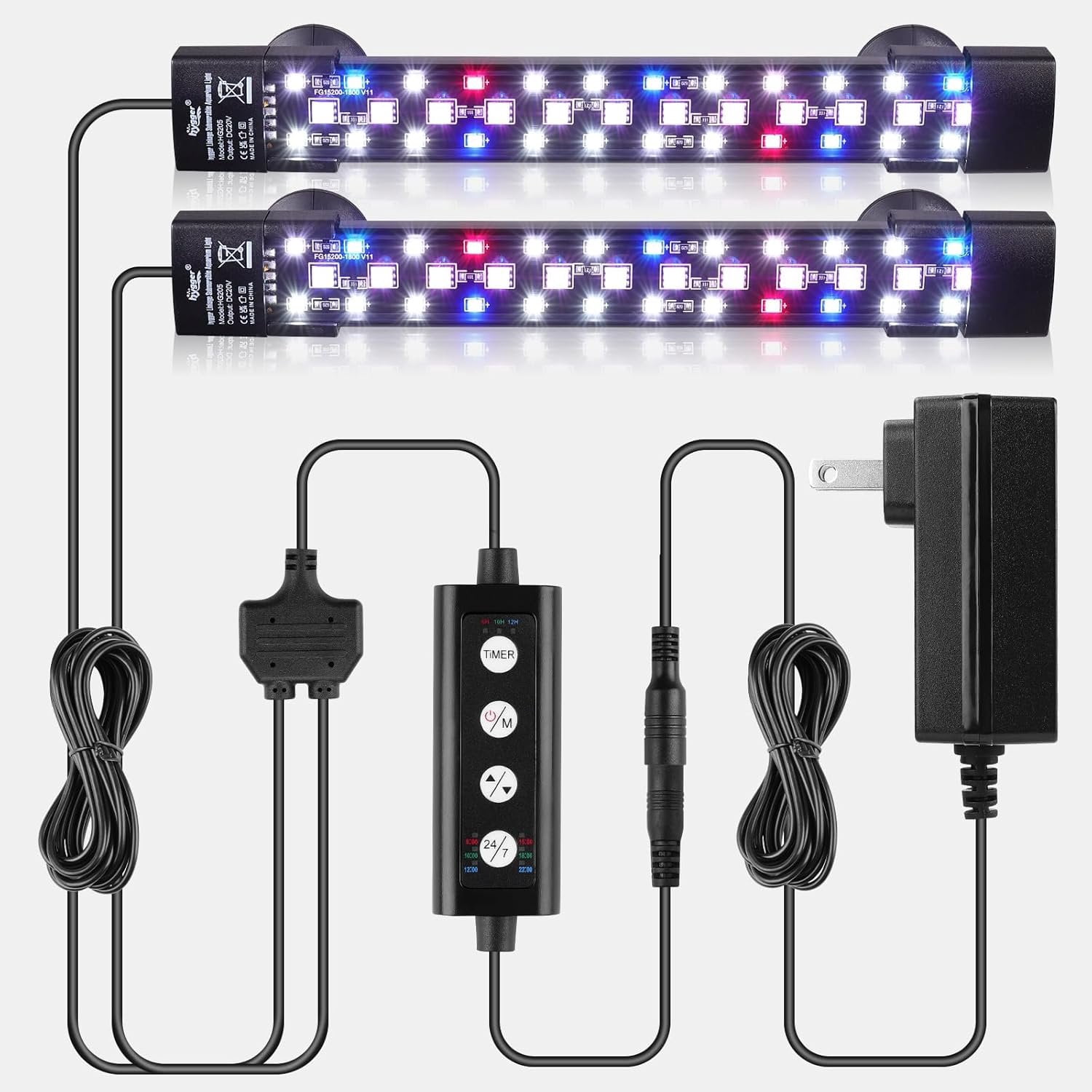 Dual- Controller Submersible Aquarium LED Light, 24/7 Mode Full Fish ...