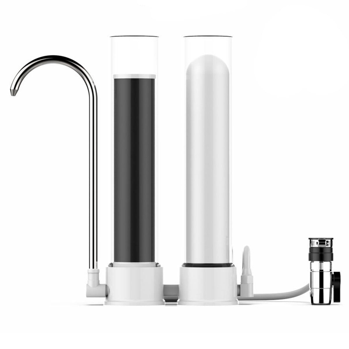 Dual Countertop Water Filtration Unit 2 Stage Water Filter Carbon Block ...