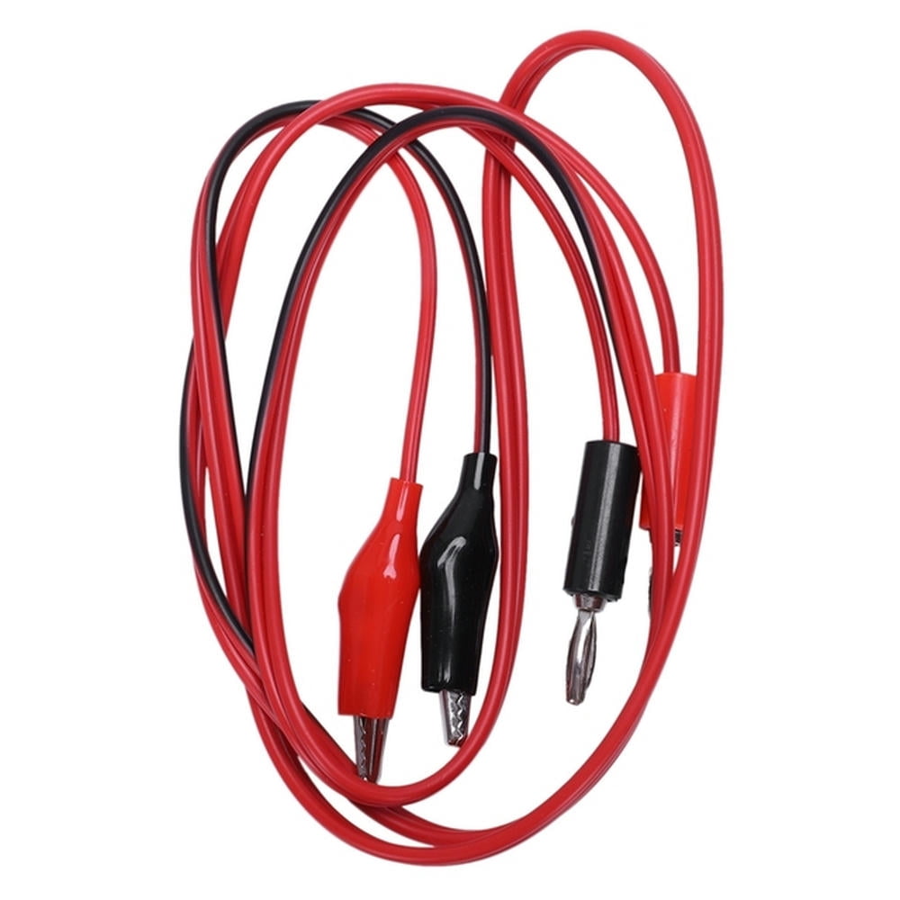 Dual Crocodile Clips Plug Male to 2 test leads Black and red cable ...