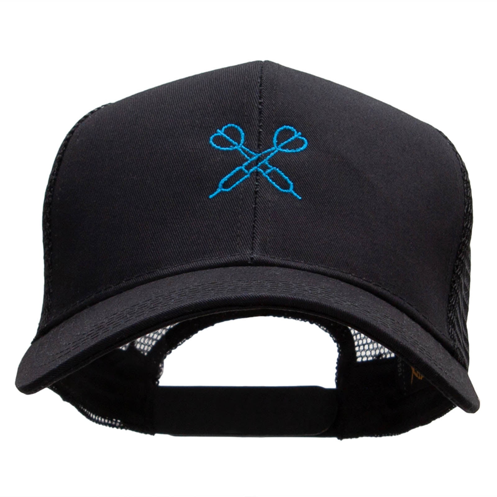 Dual Darts Embroidered Solid Cotton Twill Mesh Prostyle Cap - Black ...