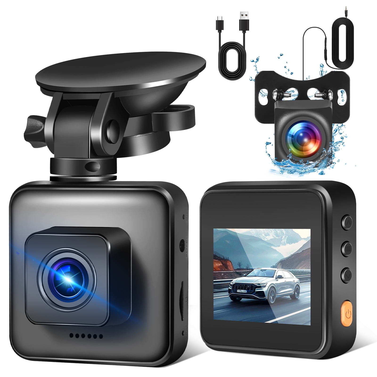 Dual Dash Cam for Cars, 1080P Full HD Dash Camera Front and Rear, Mini ...