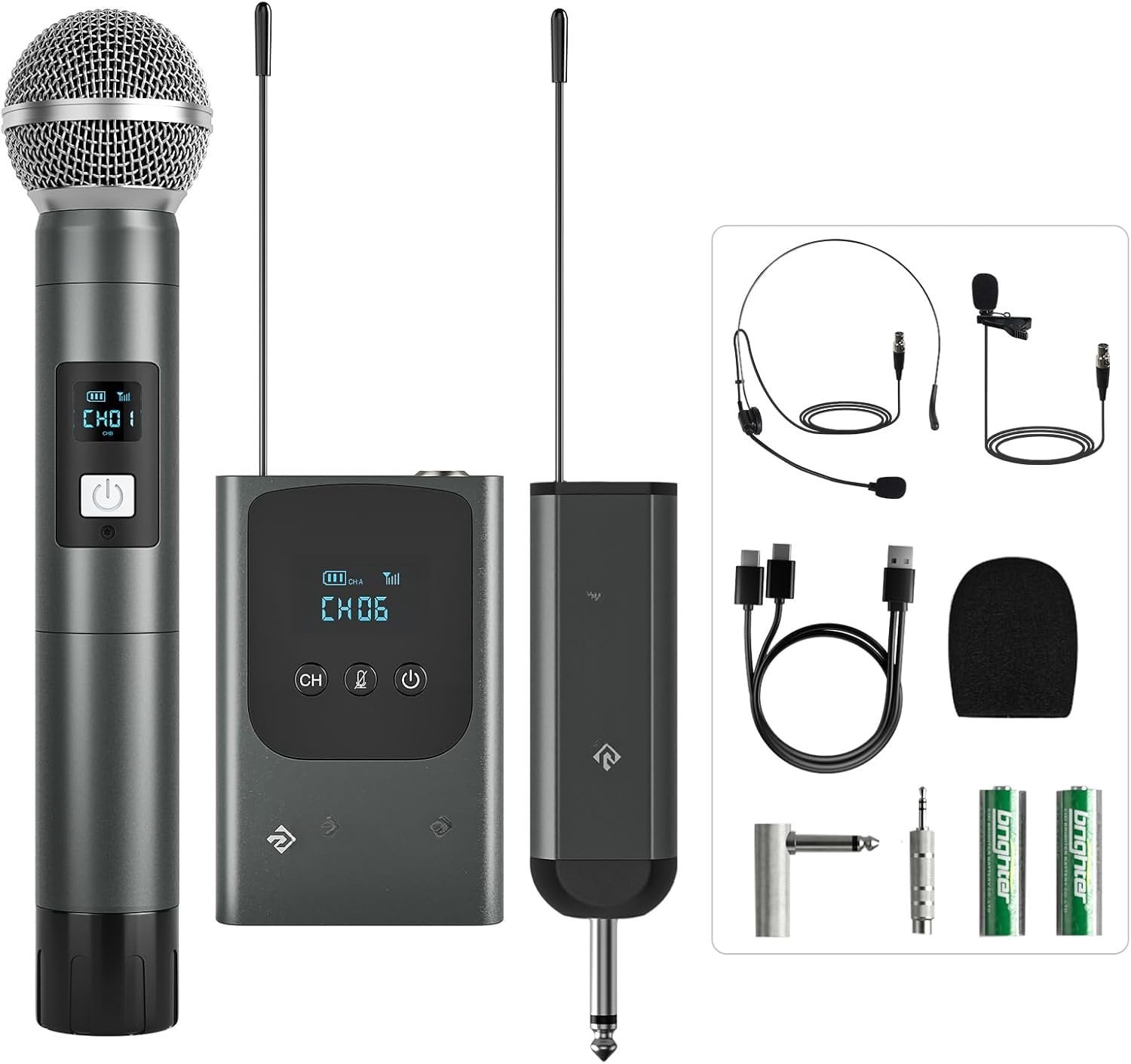 Dual Digital Microphone System, w/Handheld Dynamic Microphone, Bodypack ...