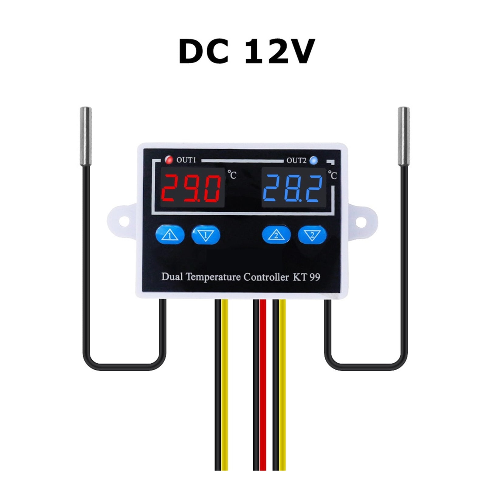 Dual Digital Temperature Controller Two Relay Output 12V 24VThermoregulator Thermostat With ...