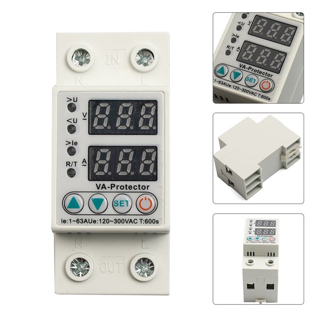 Dual Display 40/63A 230V DIN Rail Digital Over and Under Voltage Surge ...