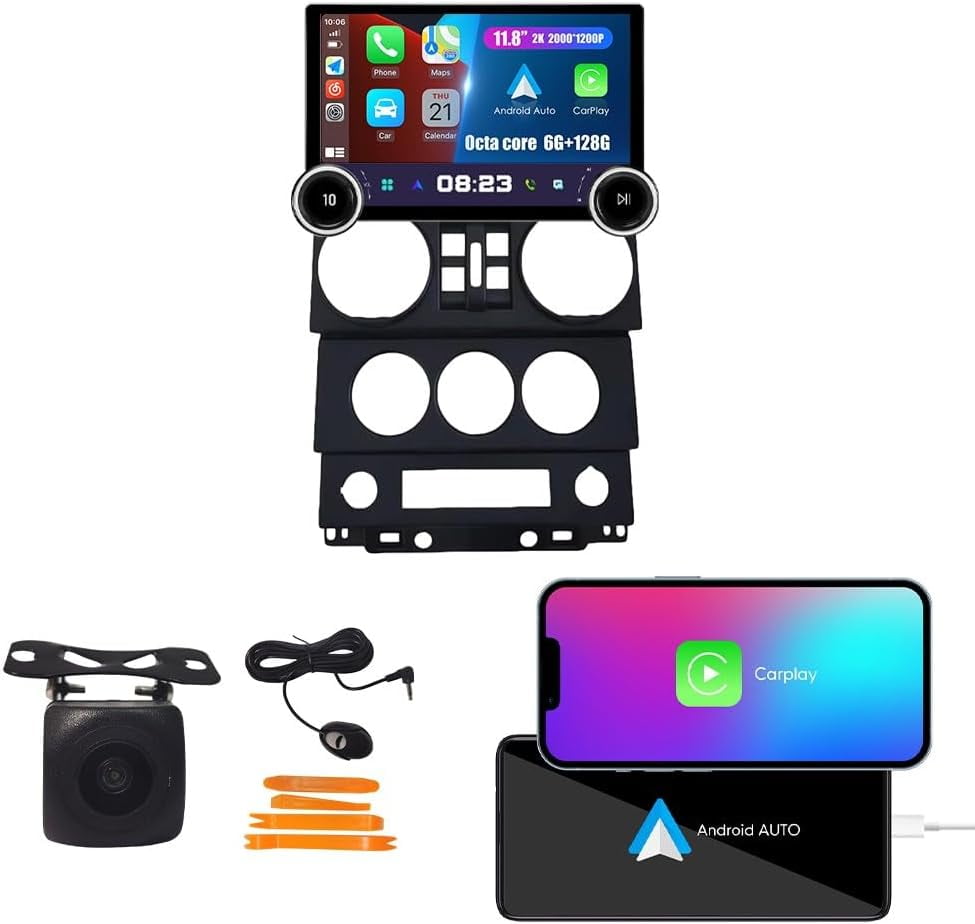 Dual Display Knobs CarPlay/Android Auto Autoradio AM/FM Radio Car ...