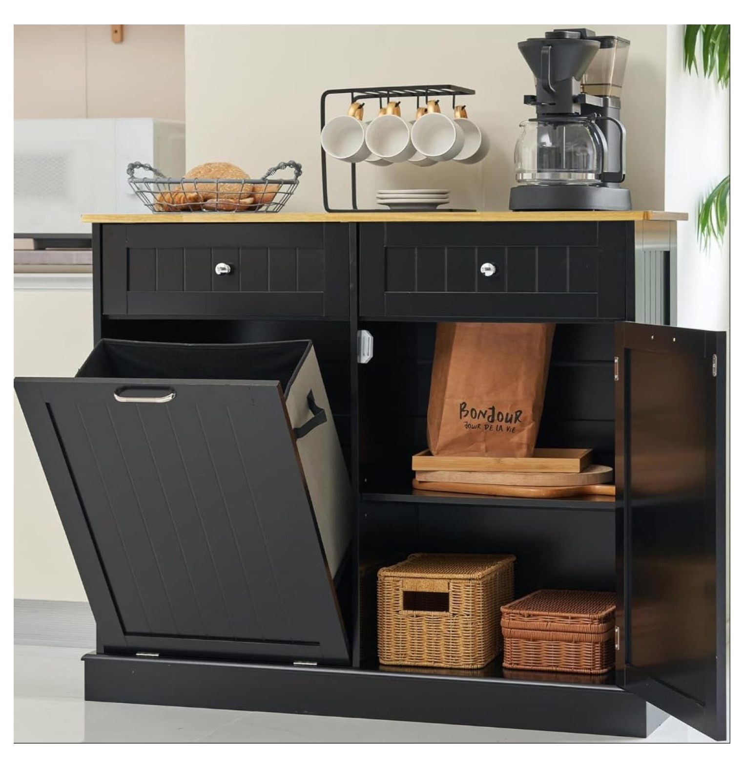 Dual Door Trash Cabinet Kitchen Waste Bins,Laundry Hamper Tilt Out ...