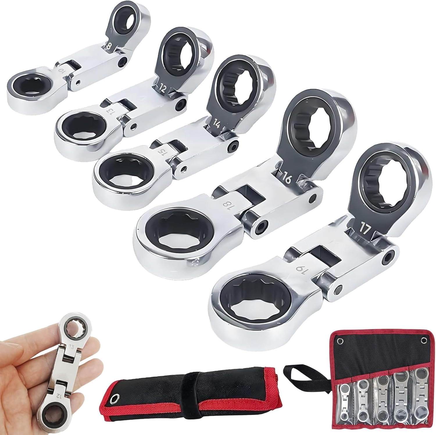 Dual-Drive Nano Flex-Head Pocket Ratchet, 3/4“ Inch Retractable ...