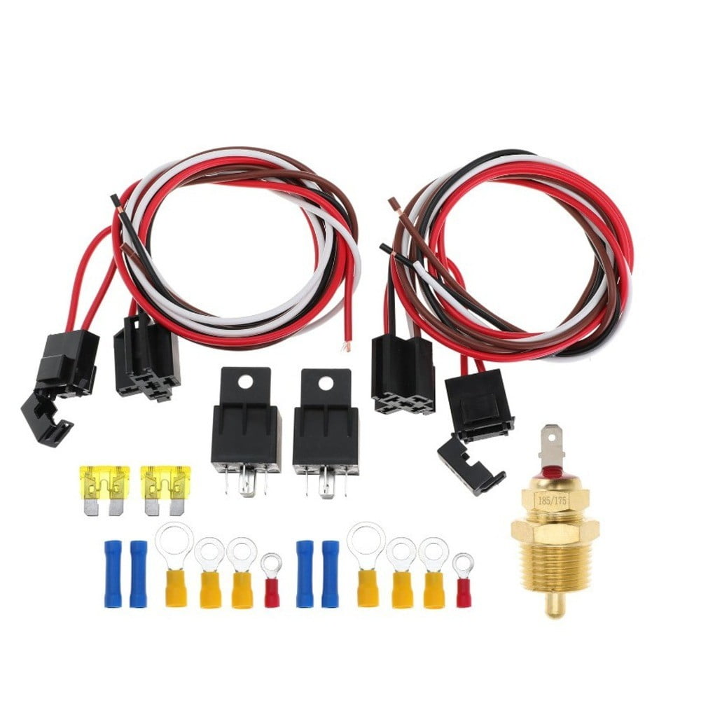 Dual Electric Fan Relay Kit With Temperature Sensor 40A Waterproof ...