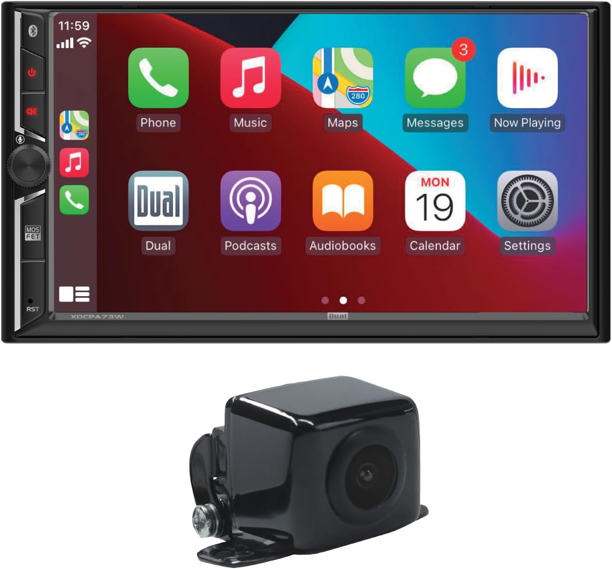 Dual Electronics DCA73W-BC 7-inch Certified Apple CarPlay Android Auto ...