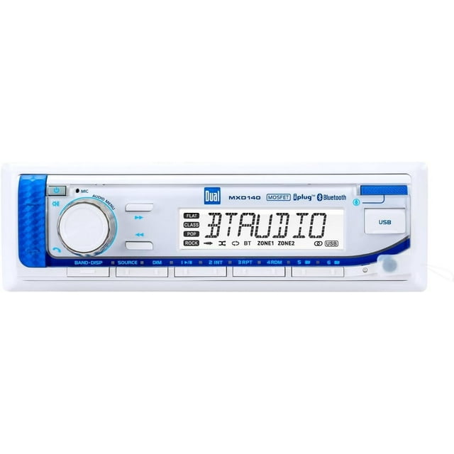 Dual Electronics MXD140 Single DIN Marine Stereo, AM/FM Audio Head Unit ...