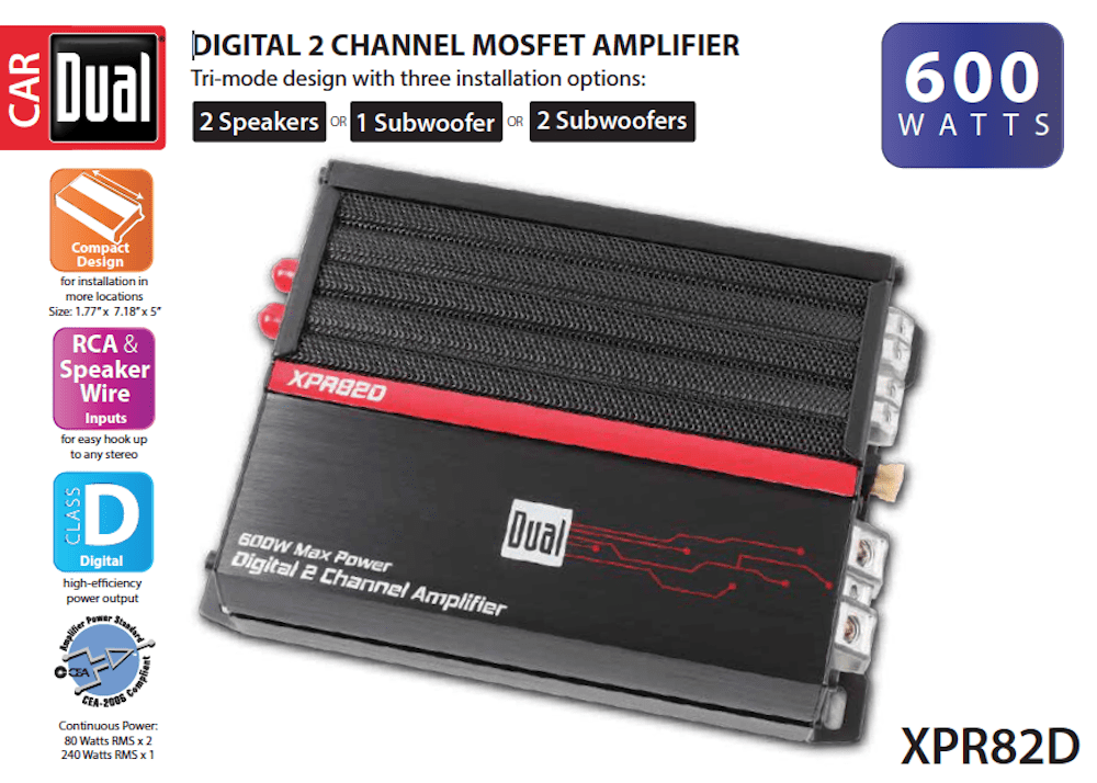 Dual Electronics XPR82D High Performance Car Amplifier, New - Walmart.com