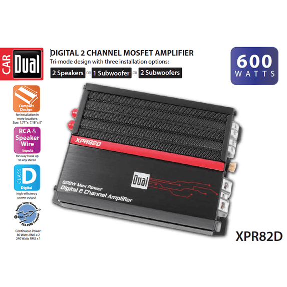 Dual Electronics XPR82D High Performance Car Amplifier, New - Walmart.com