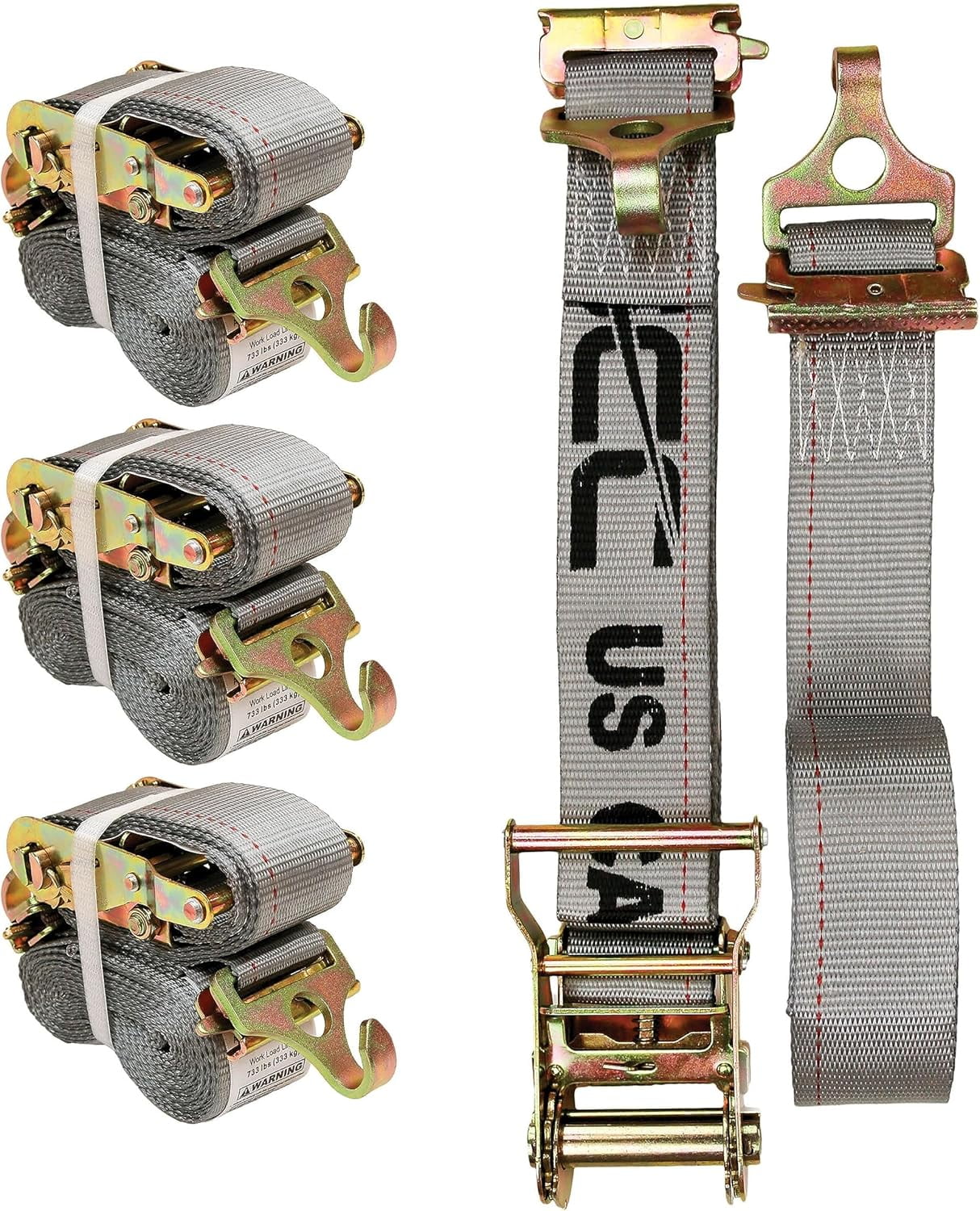 Dual-End E Track Straps for Van Trailer (4 Pack), 2 in x 16 Ft Gray E ...