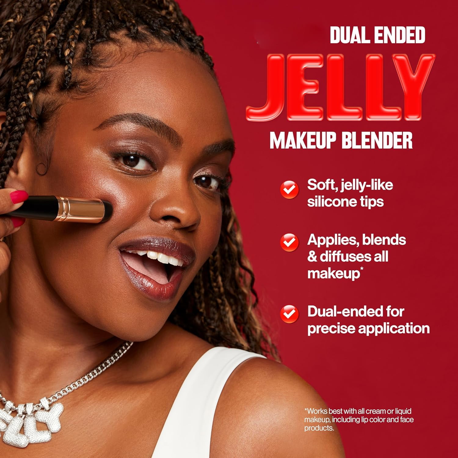 Dual Ended Jelly Makeup Blender Tool, Silicone Makeup Applicator for ...