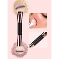 Dual Ended Makeup Brush Black Gold Foundation Powder Contour Beauty Tool Travel Daily Use Makeup ...