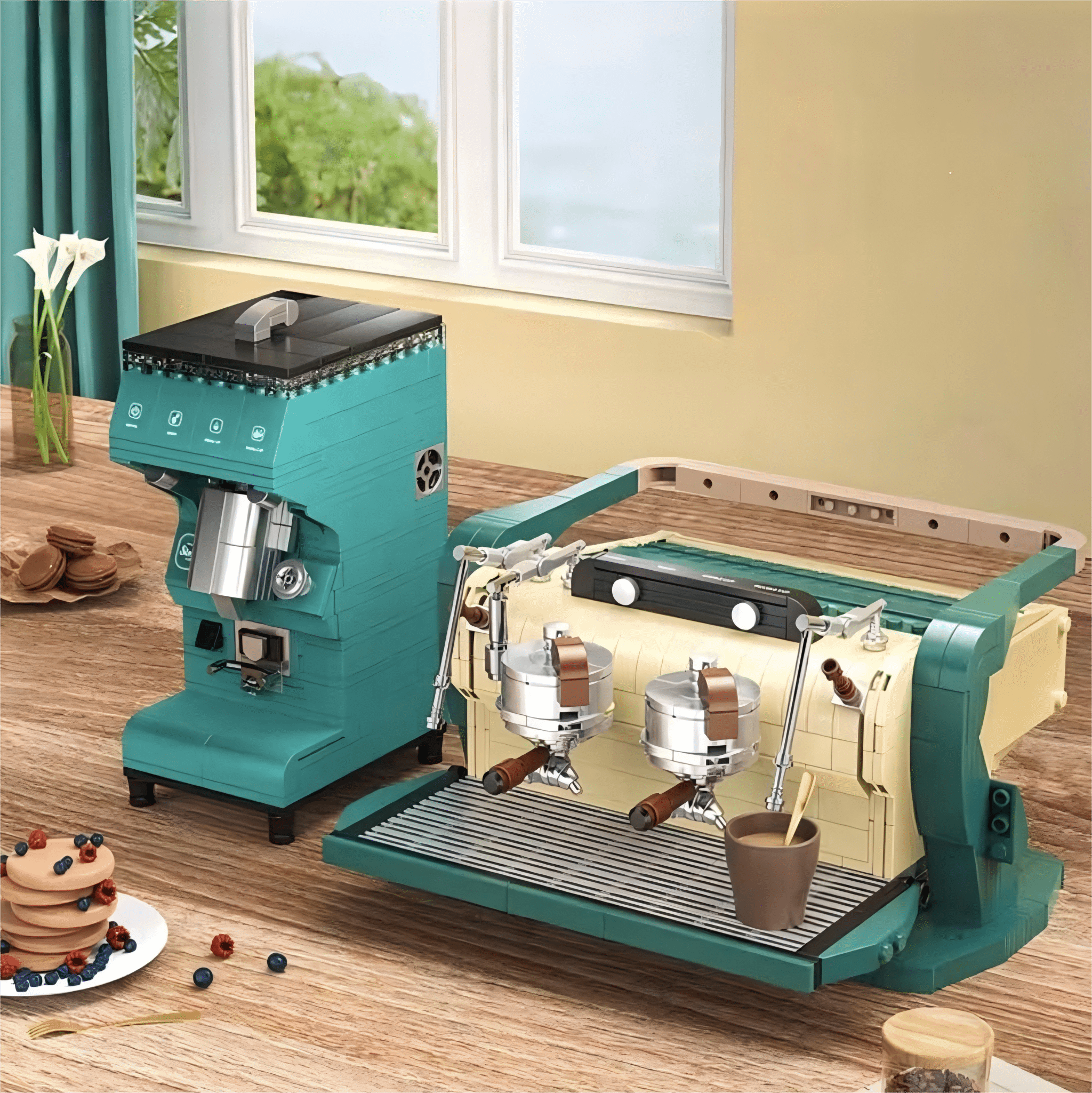 Dual Espresso Machine & Grinder Combo Building Blocks Set, Vintage ...
