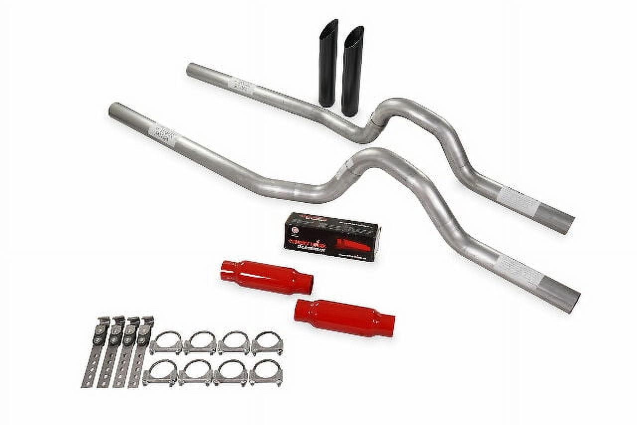 Dual Exhaust Kit 2.5" Cherry Bomb Glasspack Rear Exit BW Tip 67-72 Ford ...