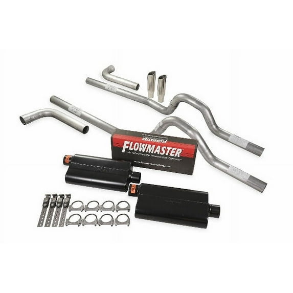 Dual Exhaust Kit 2.5" Flowmaster 50 Series Side Exit RC Tips 62-66 Ford ...