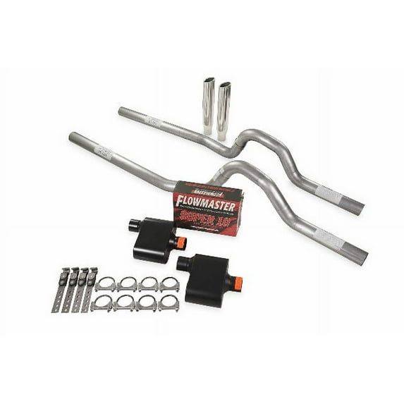 Dual Exhaust Kit 2.5" Flowmaster Super 10 Rear Exit RC Tips 73-79 Ford ...