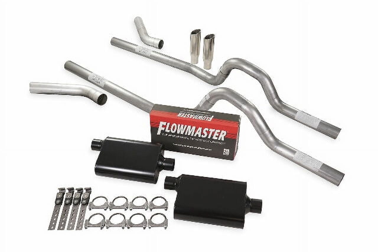 Dual Exhaust Kit 2.5" Flowmaster Super 44 Corner Exit RC Tip 67-72 Ford ...