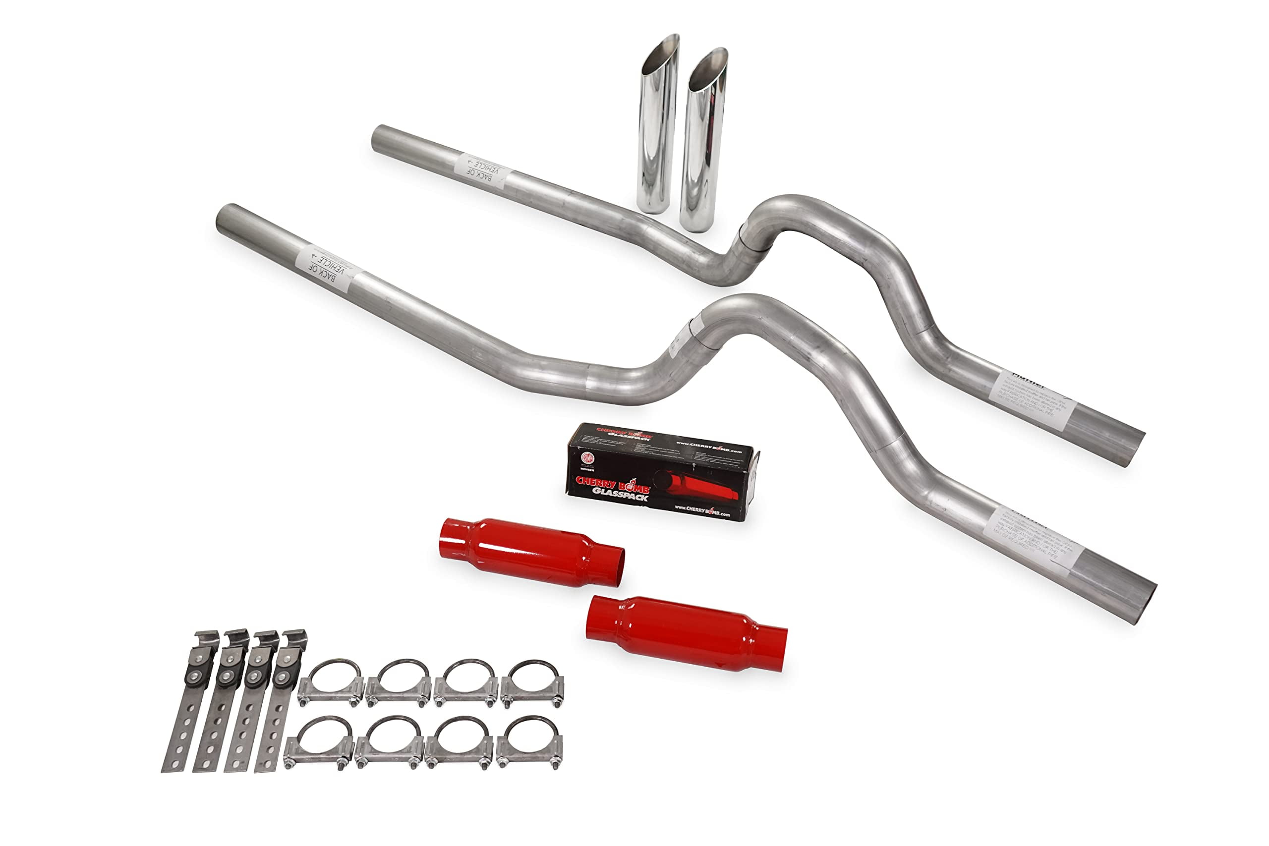 Dual Exhaust Kit 3" Cherry Bomb Glasspack Rear Exit SW T 73-80 GM C/K ...