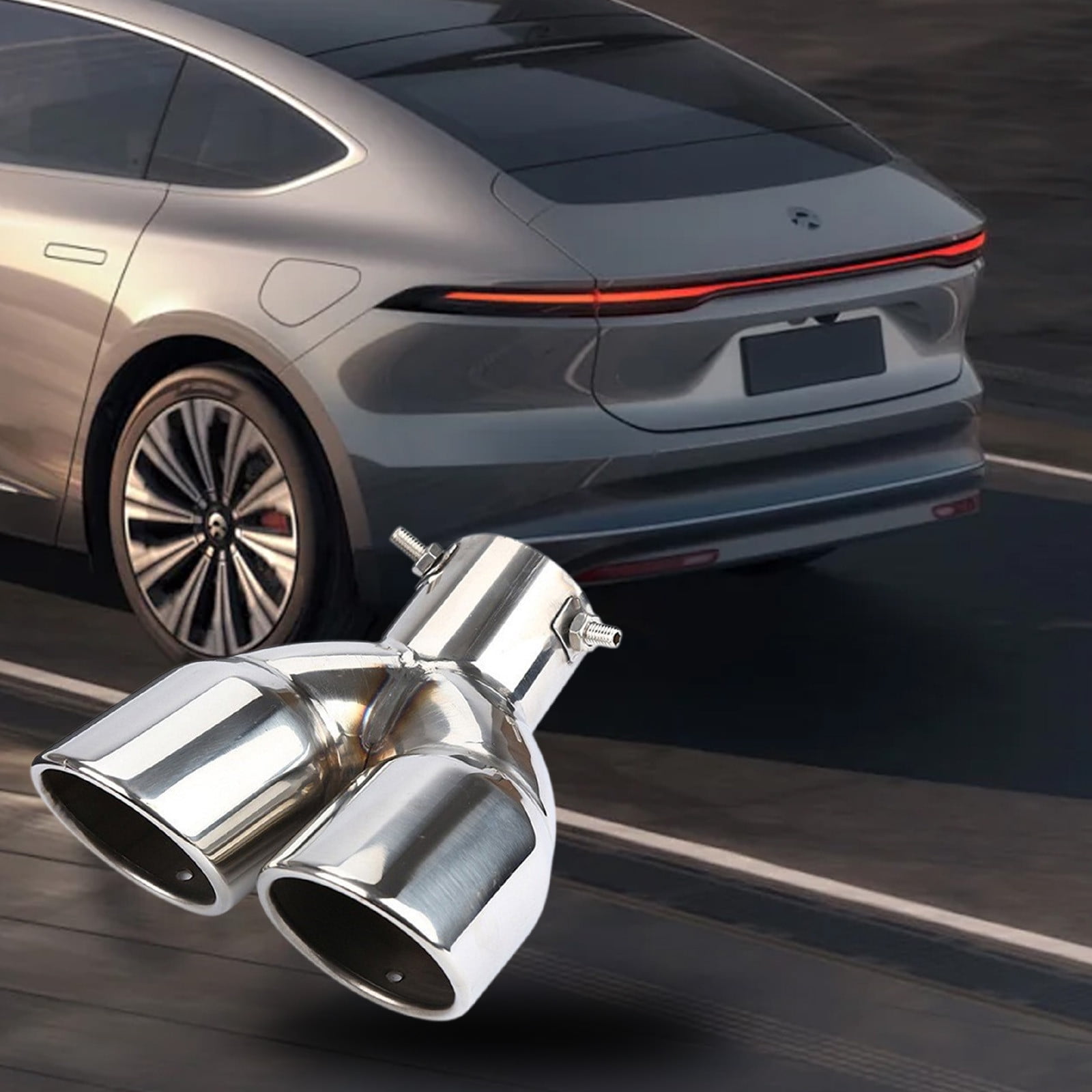 Dual Exhaust Tips, Stainless Steel Double Outlet Car Muffler Tail Tip ...