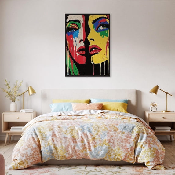 Dual Face Pop Art Wall Poster Bold Color Drip Portrait Modern Street ...