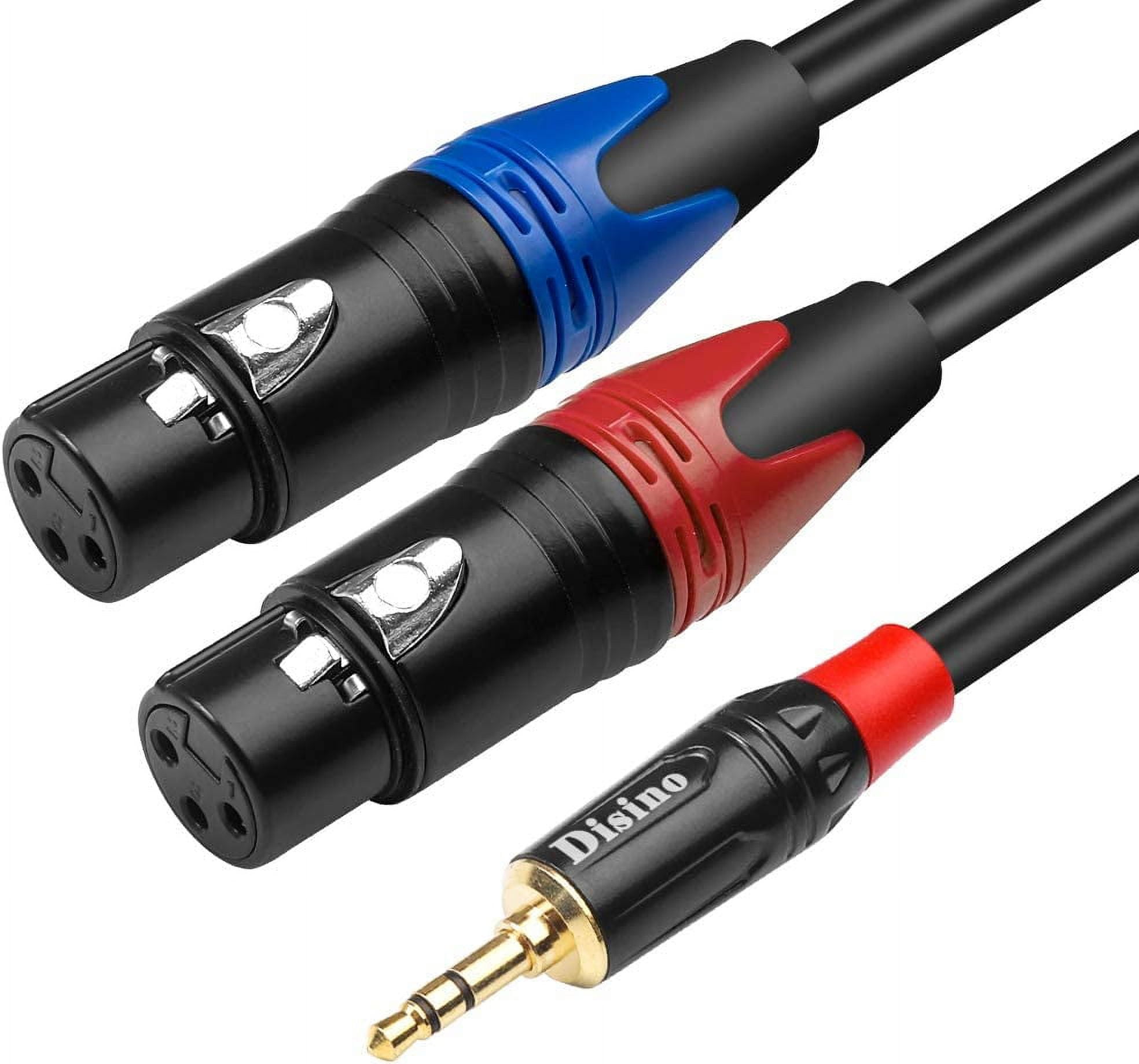 Dual Female XLR to 3.5mm Y-Splitter Cable, Unbalanced 1/8 Inch Mini ...