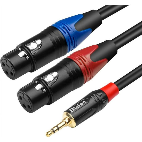 Dual Female XLR to 3.5mm Y-Splitter Cable, Unbalanced 1/8 Inch Mini ...