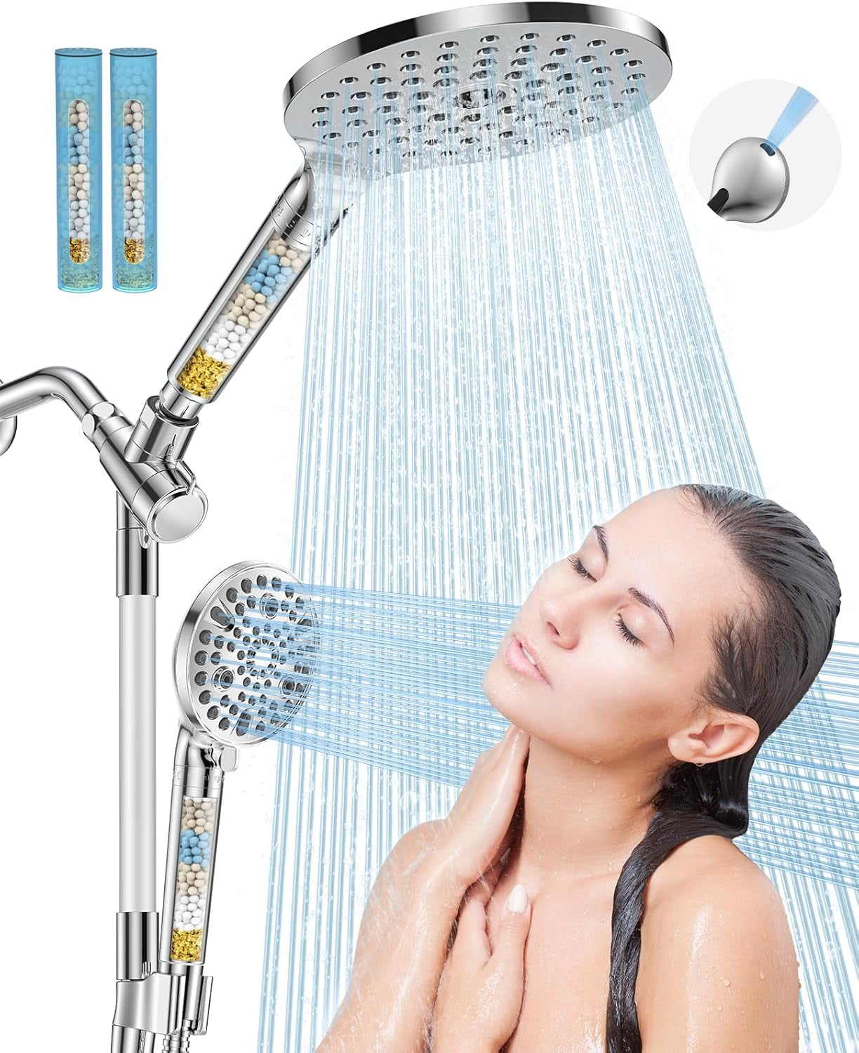 Dual Filtered Handheld Shower Heads Combo, 15-Mode High Pressure ...