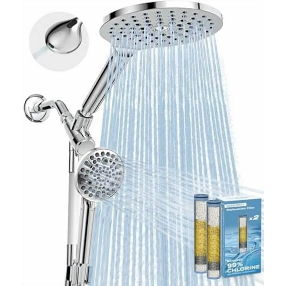 Dual Filtered Rain Shower Head Combo, Handheld Shower Head with ...