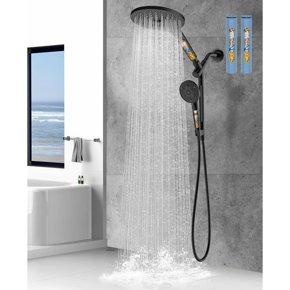 Dual Filtered Rain Shower Head Combo, High Pressure Handheld Shower ...