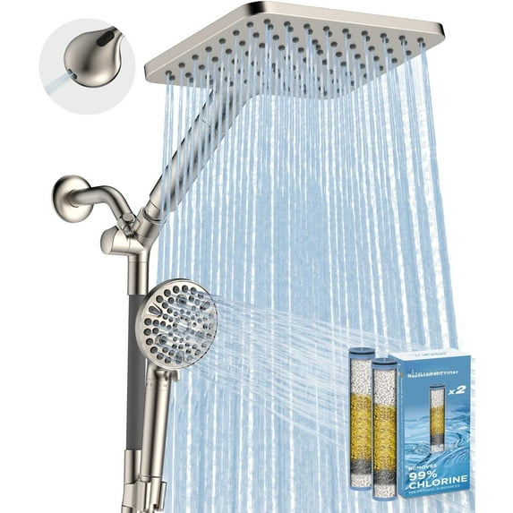 Dual Filtered Rain Shower Head Combo, High Pressure Handheld Shower ...