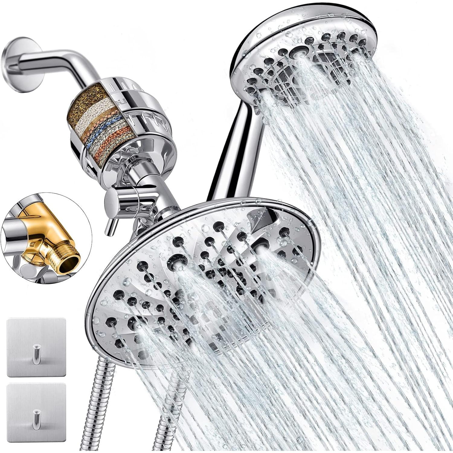 Dual Filtered Shower Head Showerhead with 79" Hose Handheld Sprayer ...