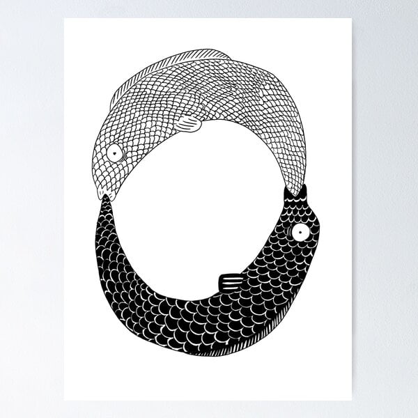 Dual Fish Ouroboros Poster Wall Art, Modern Wall Decor For Living Room ...