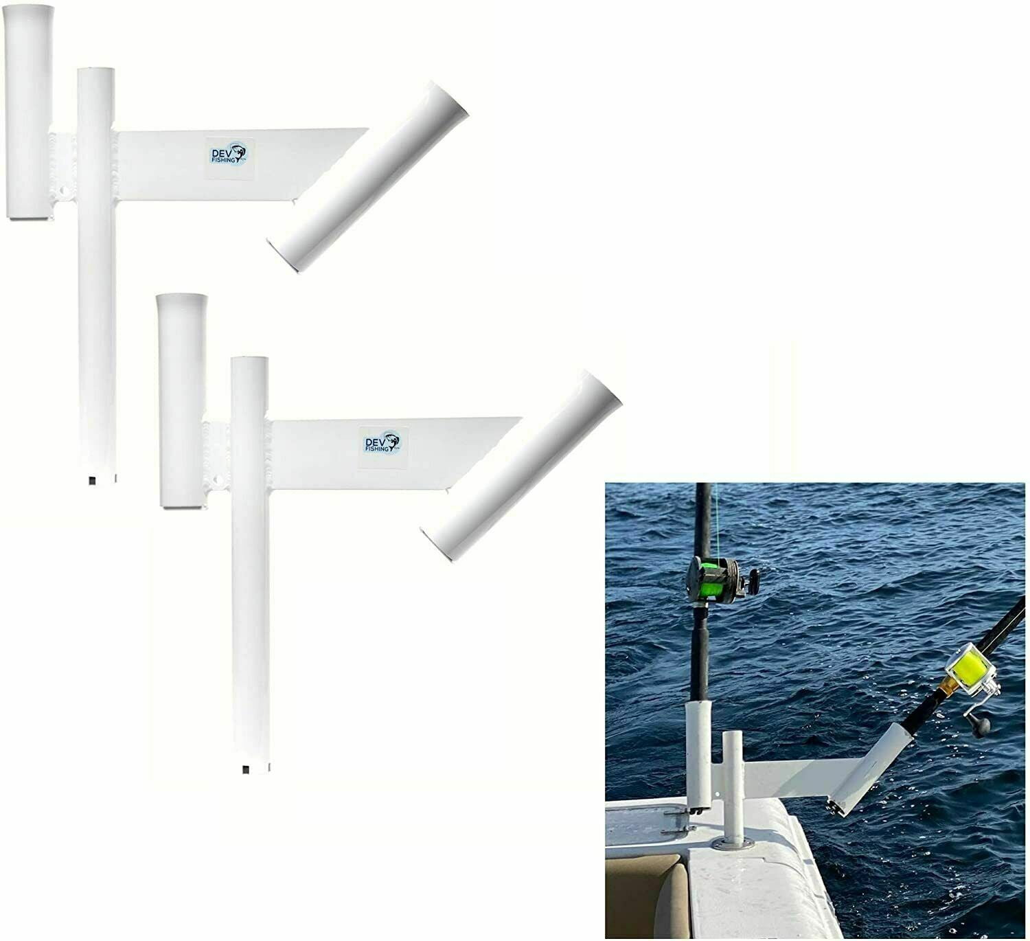 Dev Fishing Dual Rod Holders Pair, Powder Coated, Boat Trolling ...