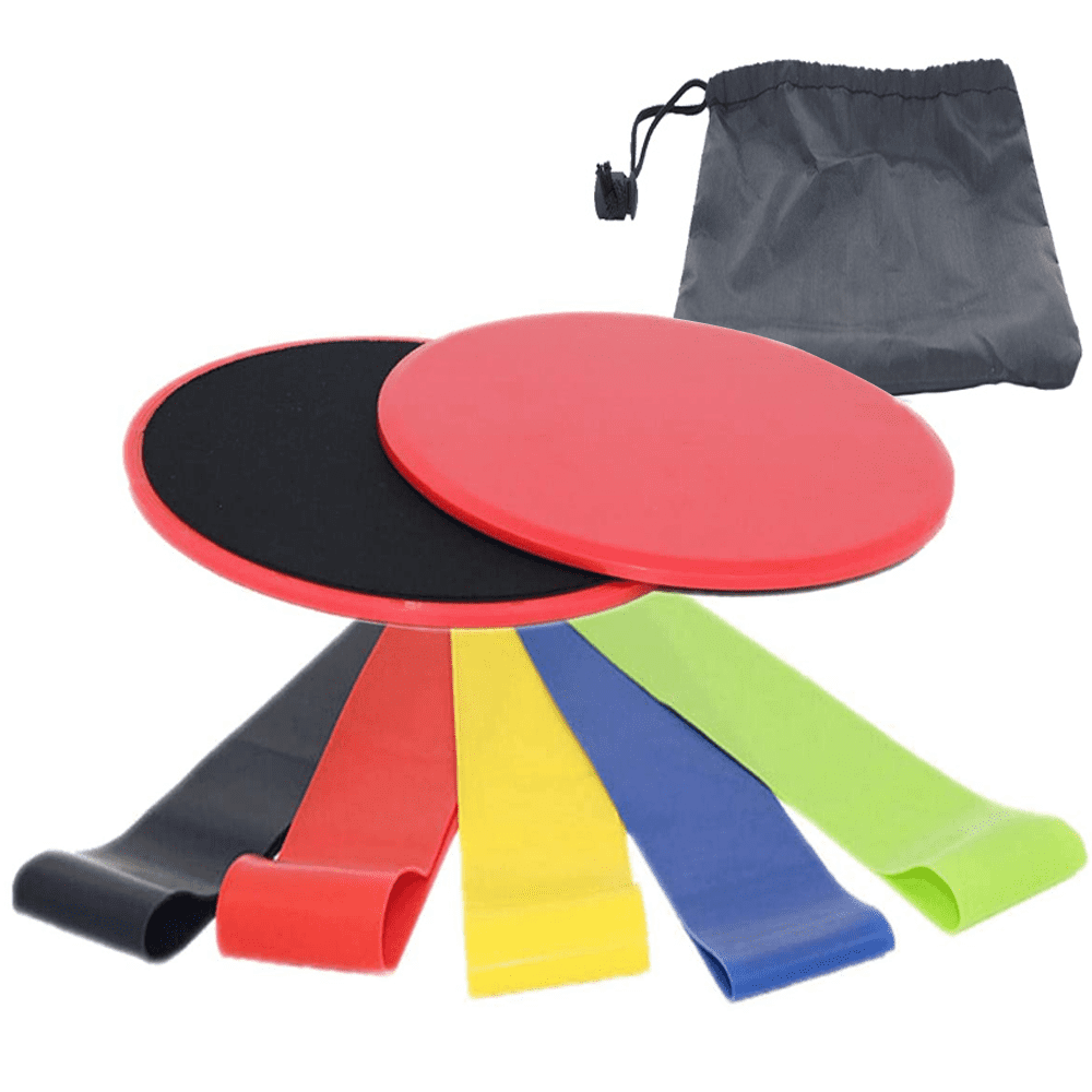 Dual Fitness Exercise Core Sliders And 5 Loop Yoga Workout Resistance ...