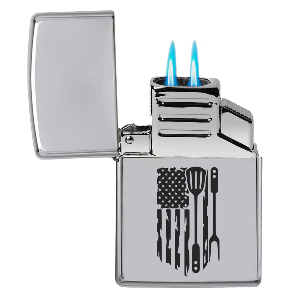 Dual Flame Torch Lighter American Barbecue Flag (Chrome) - Walmart.com