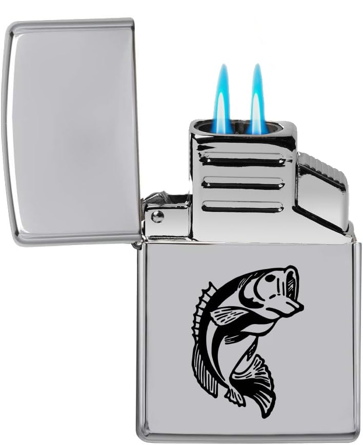 Dual Flame Torch Lighter Bass Fish (Chrome) - Walmart.com