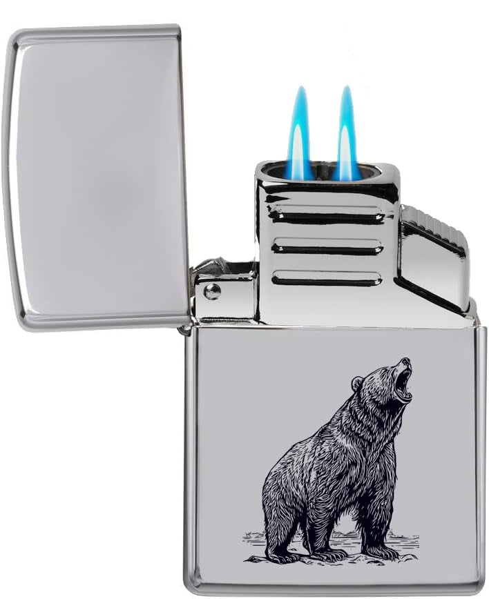 Dual Flame Torch Lighter Bear Growling (Chrome) - Walmart.com