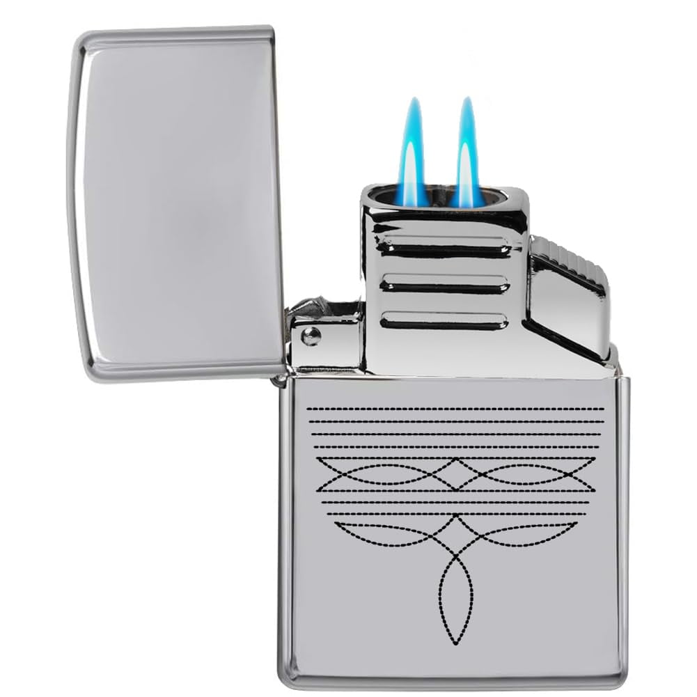 Dual Flame Torch Lighter Boot Stitch Cowboy Cowgirl (Chrome) - Walmart.com
