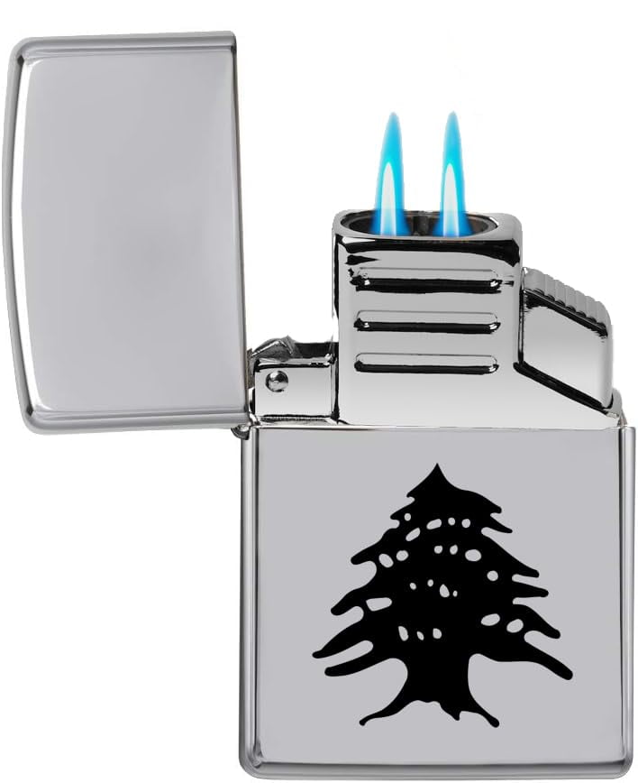 Dual Flame Torch Lighter Cedar Tree Lebanon Lebanese (Chrome) - Walmart.com