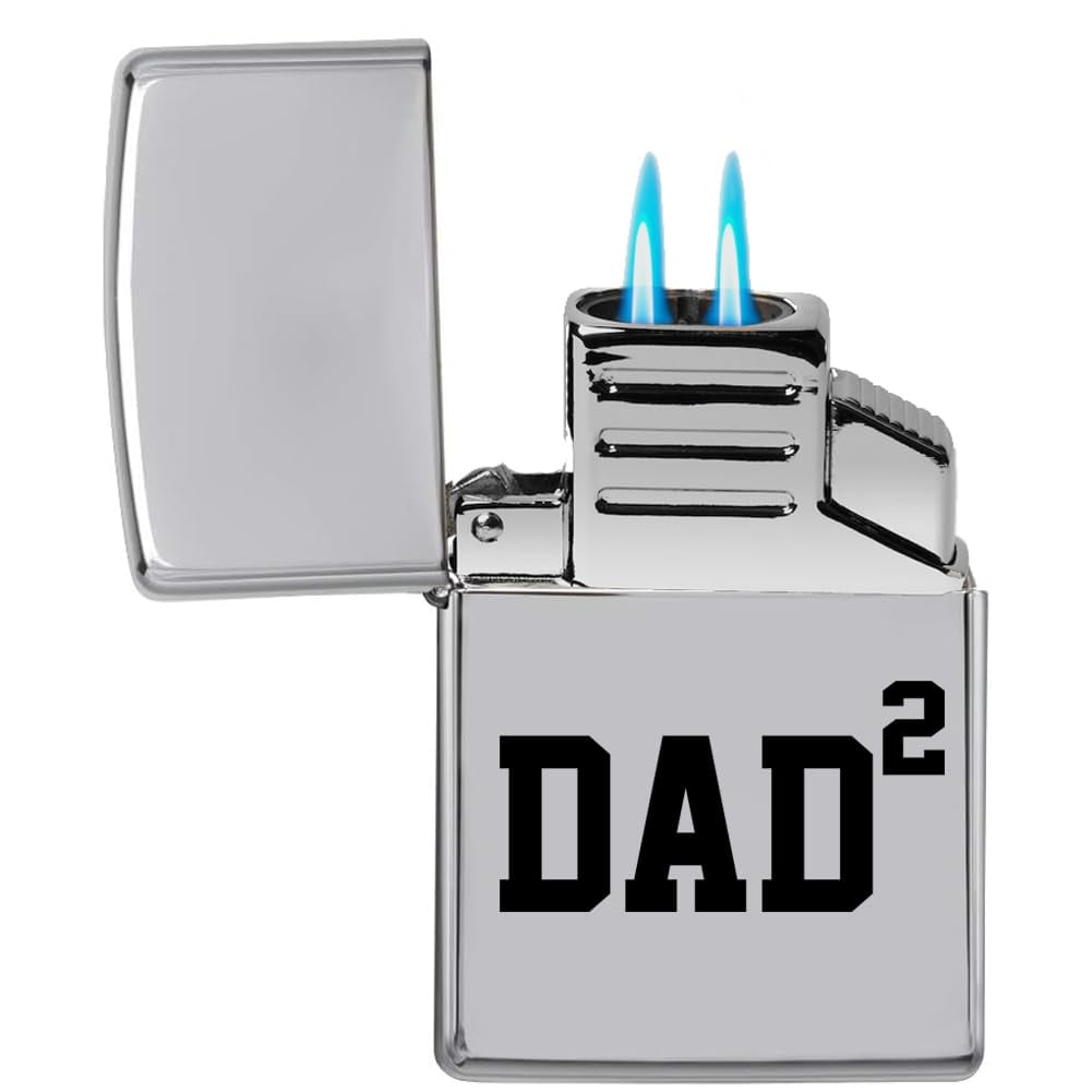 Dual Flame Torch Lighter DAD x2 Squared Father of 2 (Chrome) - Walmart.com