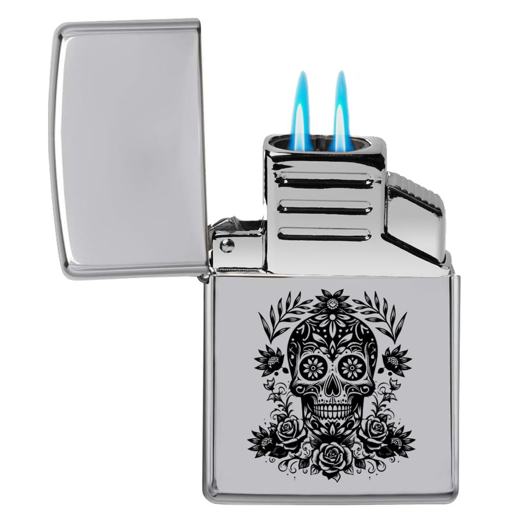 Dual Flame Torch Lighter El Día de Los Muertos Day of The Dead Skull ...