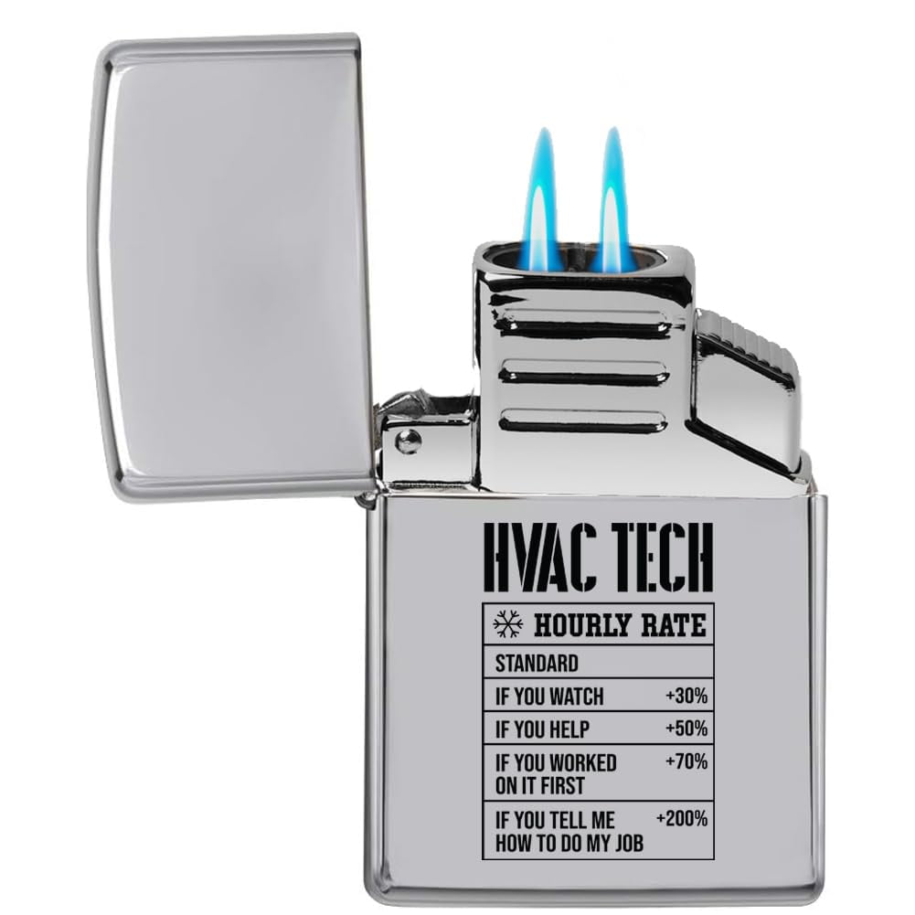 Dual Flame Torch Lighter HVAC Tech Hourly Rate Funny (Chrome) - Walmart.com
