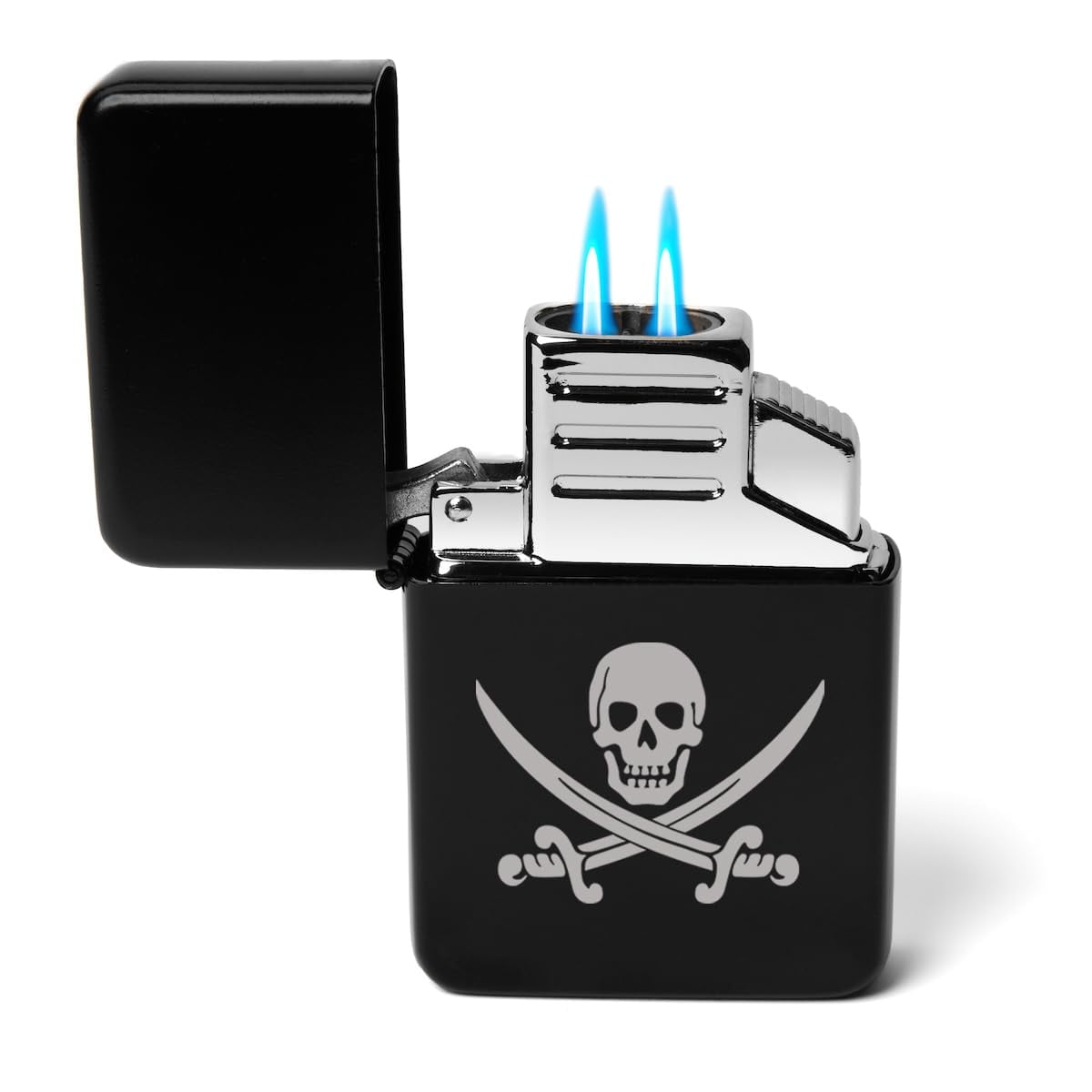 Dual Flame Torch Lighter Jolly Roger Pirate (Black) - Walmart.com