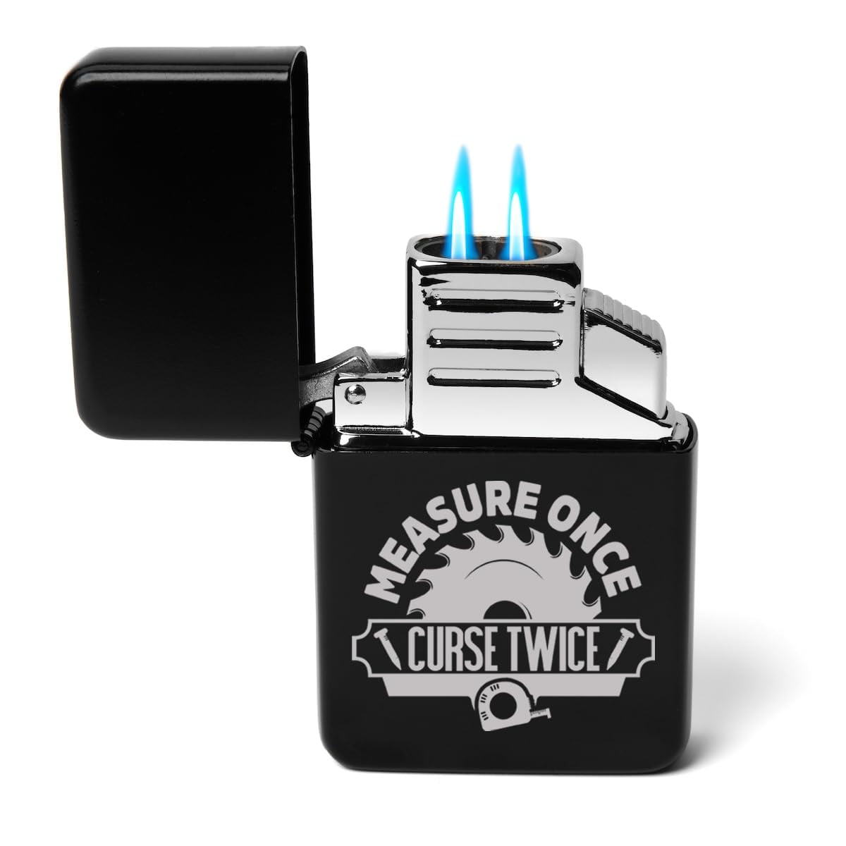 Dual Flame Torch Lighter Measure Once Curse Twice Funny Carpenter ...