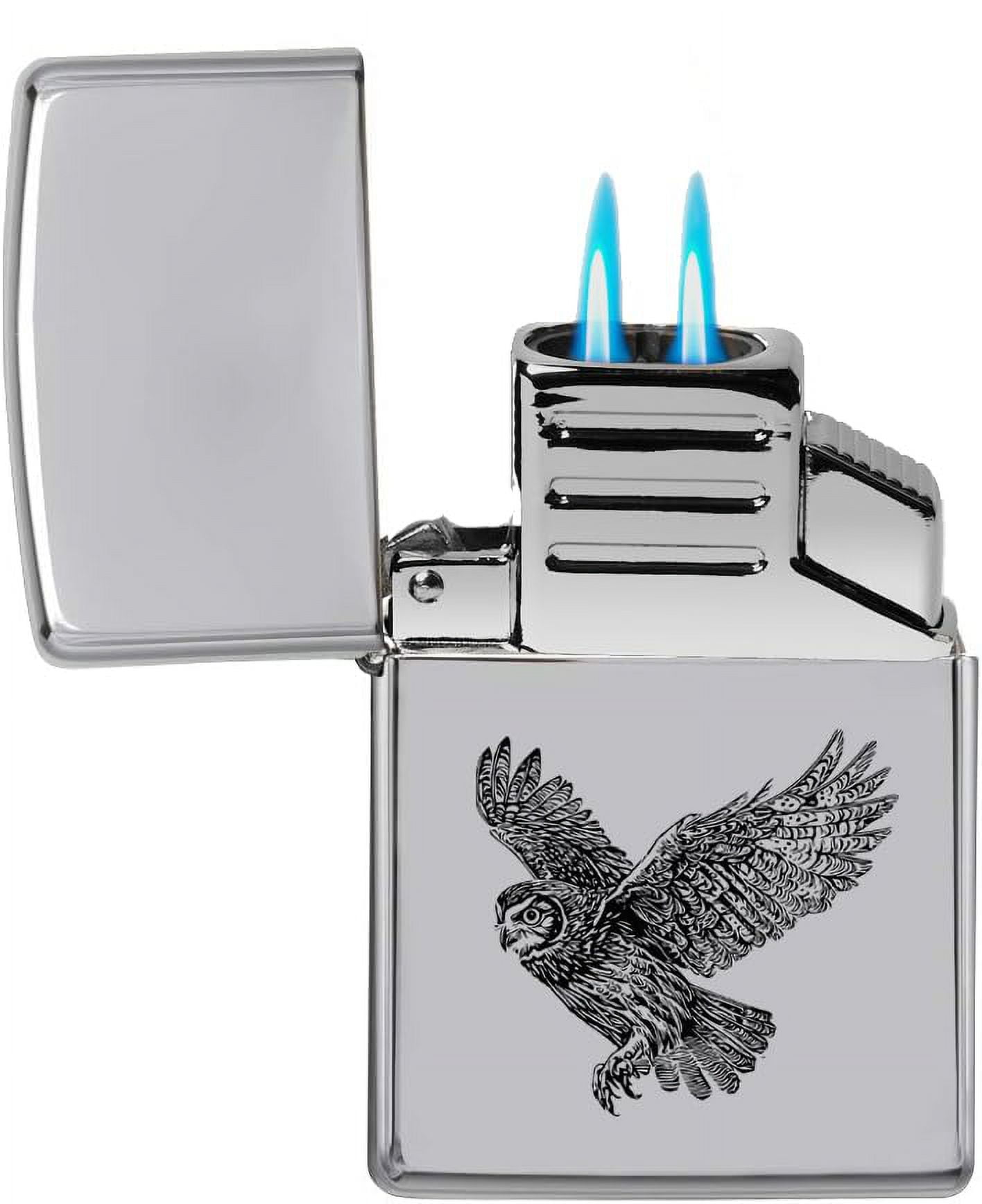 Dual Flame Torch Lighter Owl Flying (Chrome) - Walmart.com