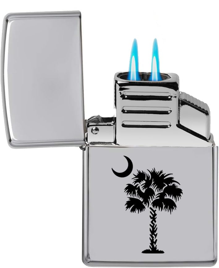 Dual Flame Torch Lighter Palmetto Tree South Carolina Palm Moon (Chrome ...