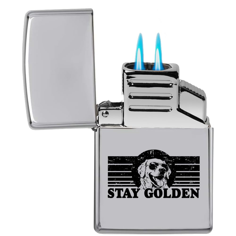 Dual Flame Torch Lighter Stay Golden Retriever Dog (Chrome) - Walmart.com